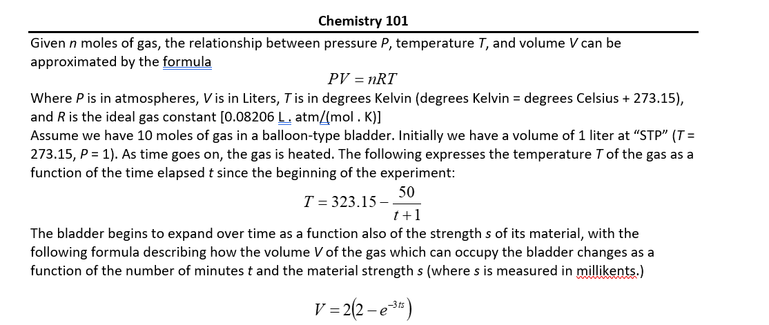 Chemistry 101 Given n moles of gas, the relationship | Chegg.com