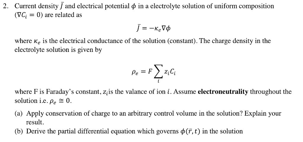 Solved Current density and electrical potential ф in a | Chegg.com