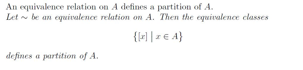Solved Equivalence relations and partitions There is a | Chegg.com