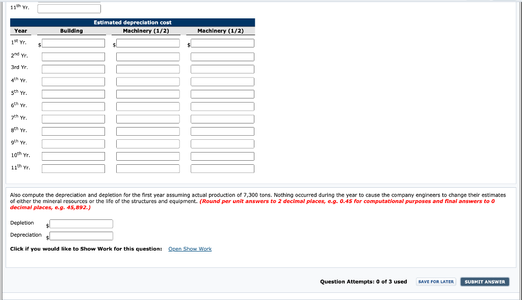 Solved Problem 11-05 Blossom Mining Company has purchased a | Chegg.com