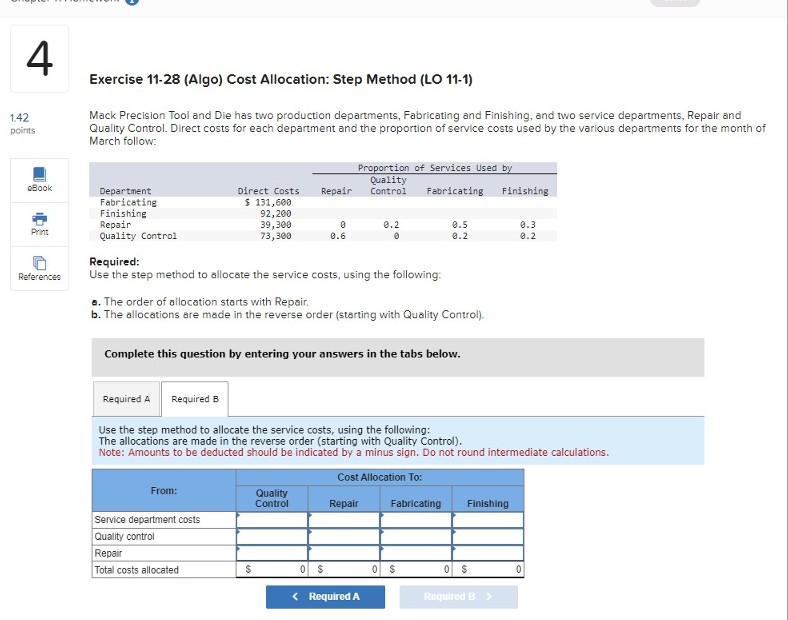 Solved Exercise 11-28 (Algo) ﻿Cost Allocation: Step Method | Chegg.com