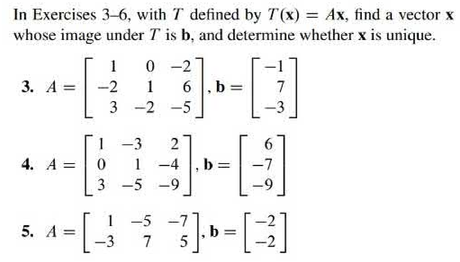 Solved In Exercises 3-6, with T defined by T(x)=Ax, find a | Chegg.com