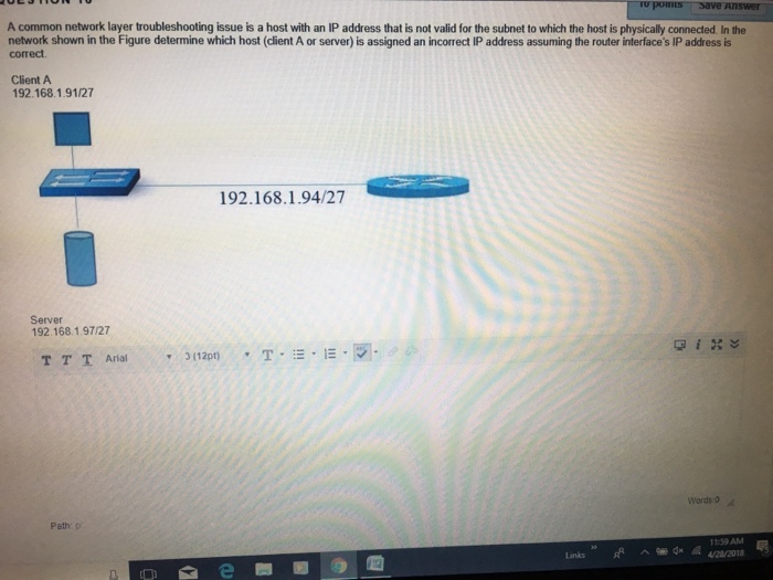Solved Tu pomts A common network layer troubleshooting issue | Chegg.com