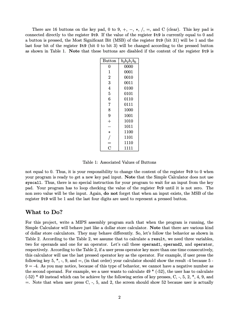 Solved Project 1 - Calculator CS 0447 — Computer | Chegg.com