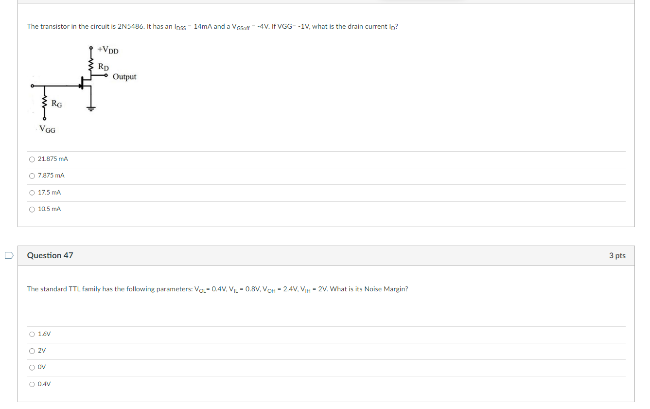 Solved The standard TTL family has the following parameters: | Chegg.com