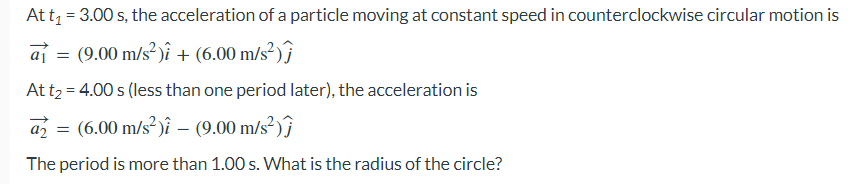 Solved At t1=3.00s, ﻿the acceleration of a particle moving | Chegg.com
