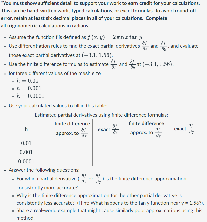 Solved *You must show sufficient detail to support your work | Chegg.com