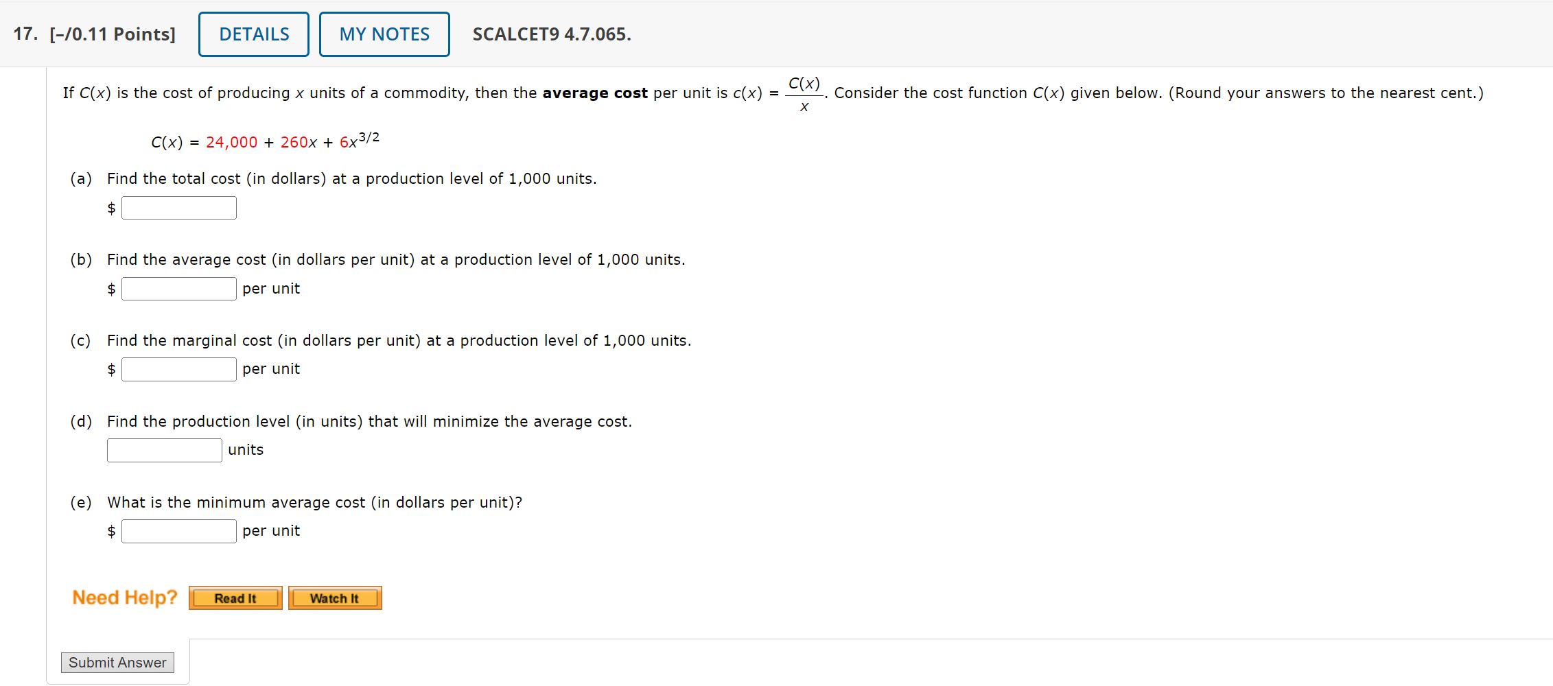Solved Show me the steps to solve If C(x) ﻿is the cost of | Chegg.com
