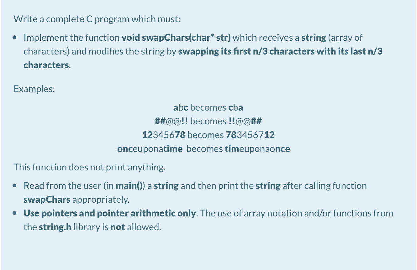 Solved Write a complete C program which must: • Implement | Chegg.com