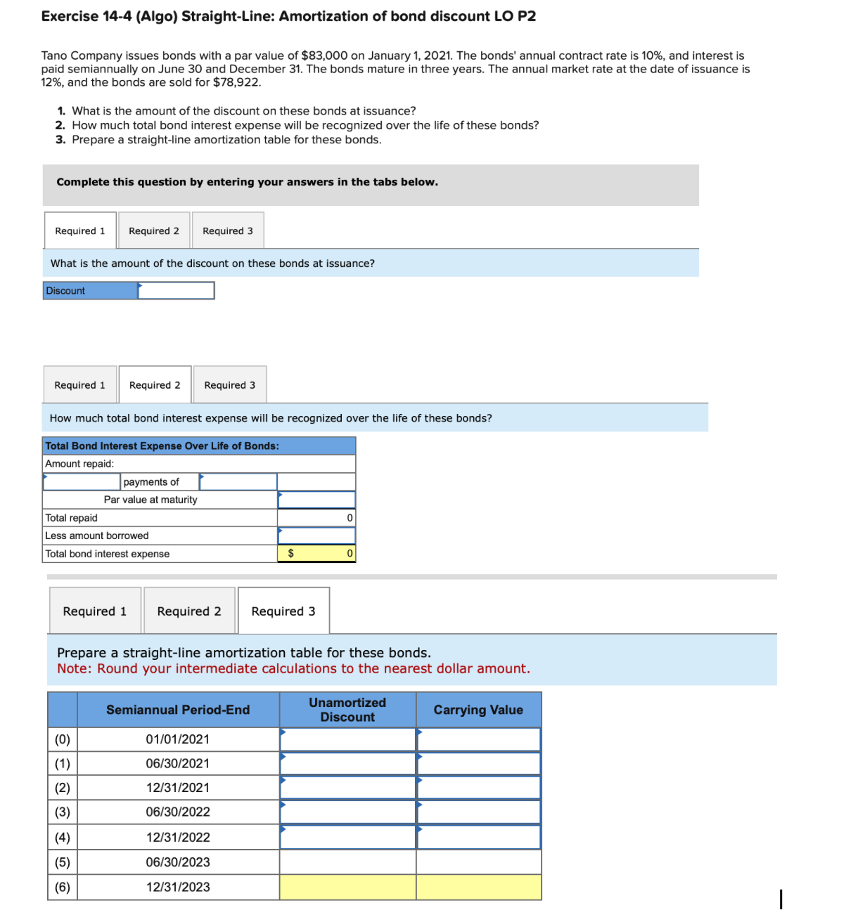 Solved Exercise 14-4 (Algo) ﻿Straight-Line: Amortization of | Chegg.com