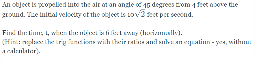 Solved An object is propelled into the air at an angle of 45 | Chegg.com