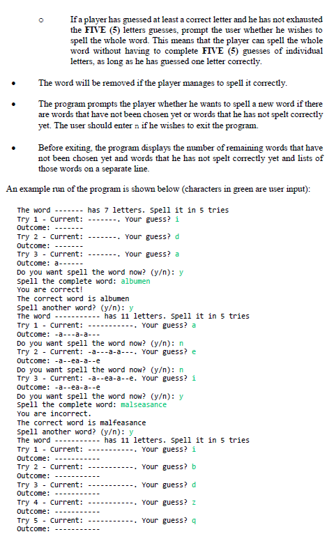 Solved Wre a Python program to implement a spelling game | Chegg.com