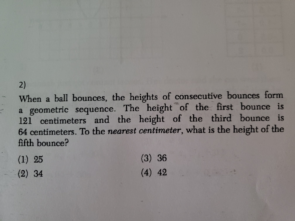 Solved 2) When a ball bounces, the heights of consecutive | Chegg.com