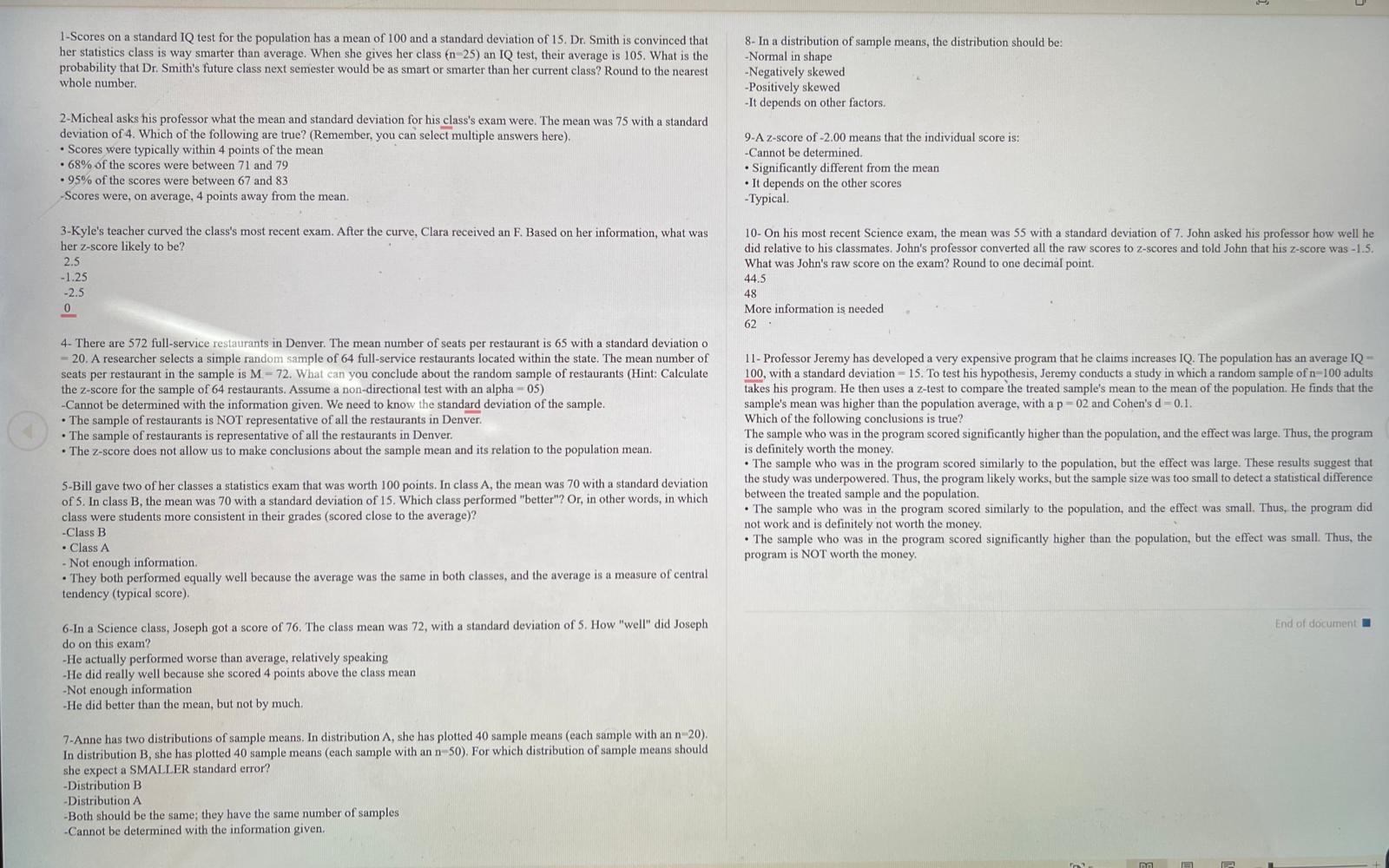 Solved her statistics class is way smarter than average. | Chegg.com