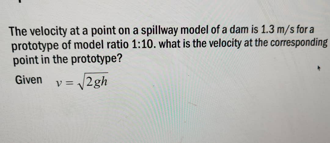 Solved The velocity at a point on a spillway model of a dam | Chegg.com