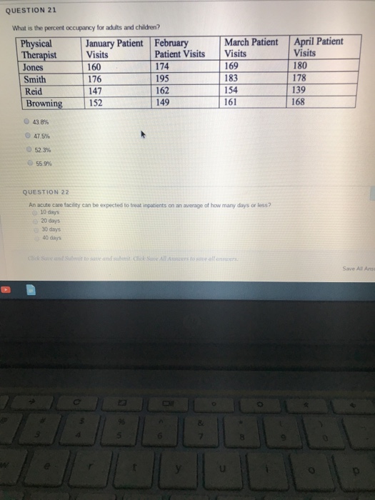 QUESTION 21 What is the percent occupancy for adults | Chegg.com