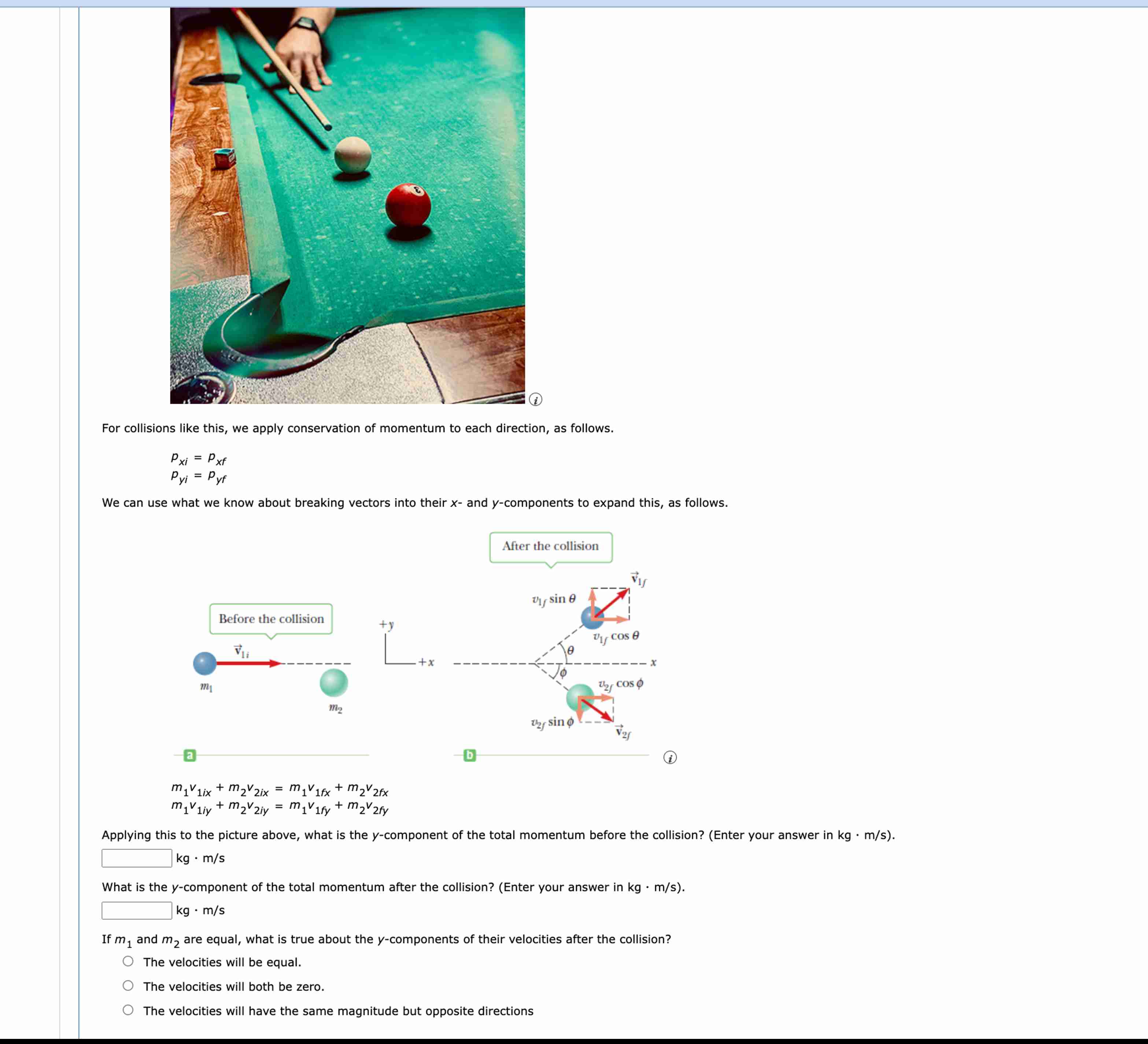Solved For collisions like this, we apply conservation of | Chegg.com