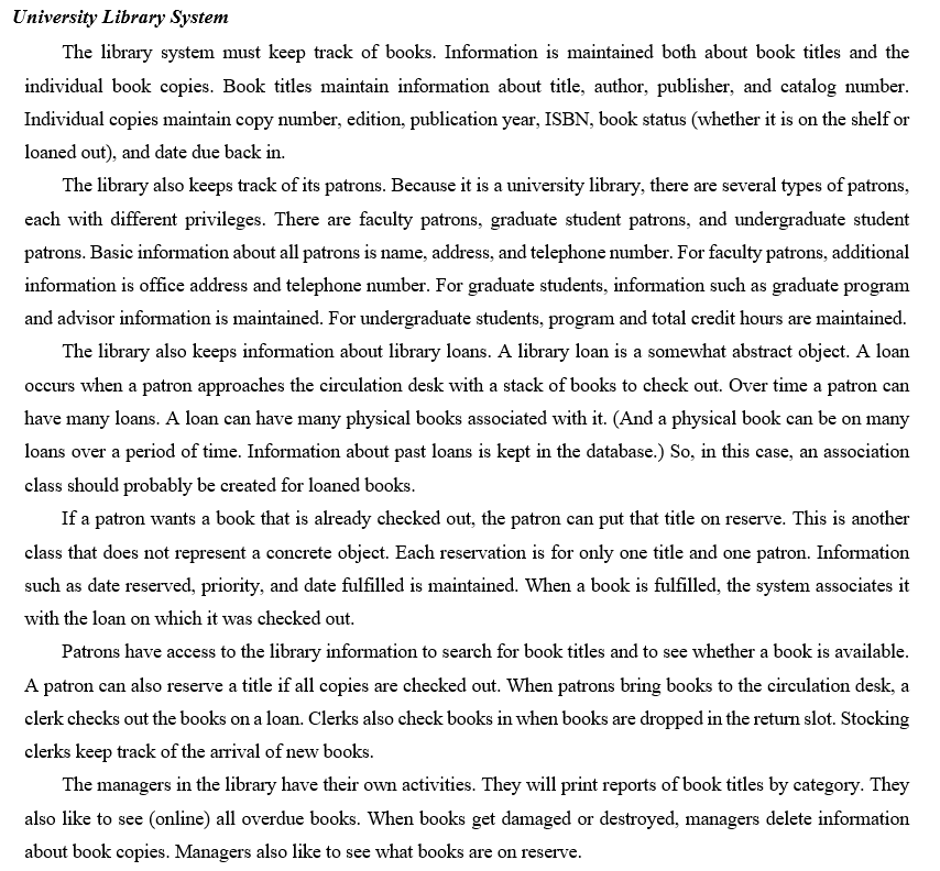 Solved University Library System The library system must | Chegg.com