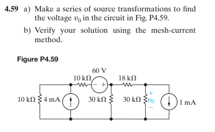 Solved 59 a) Make a series of source transformations to find | Chegg.com