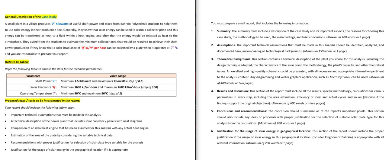 Solved You must prepare a small report, that includes the | Chegg.com