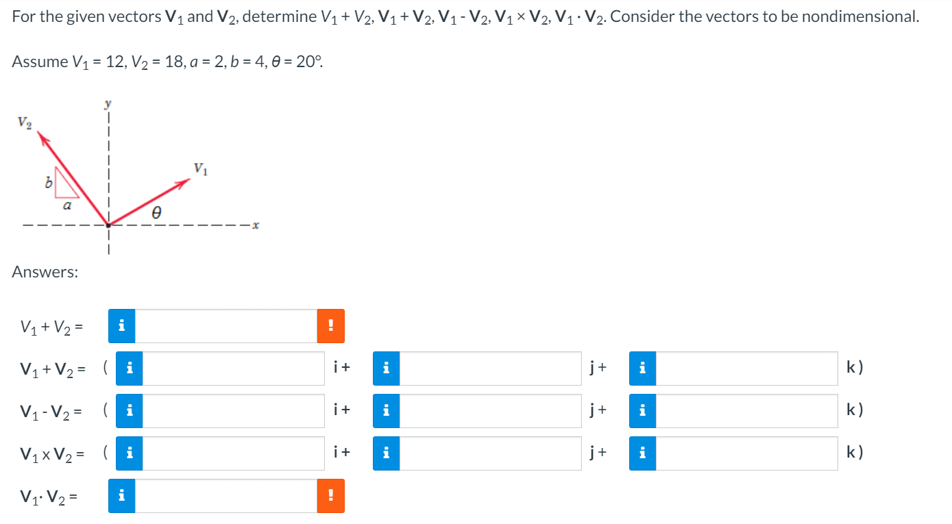Solved For the given vectors V1 and V2, determine V1 + V2, | Chegg.com