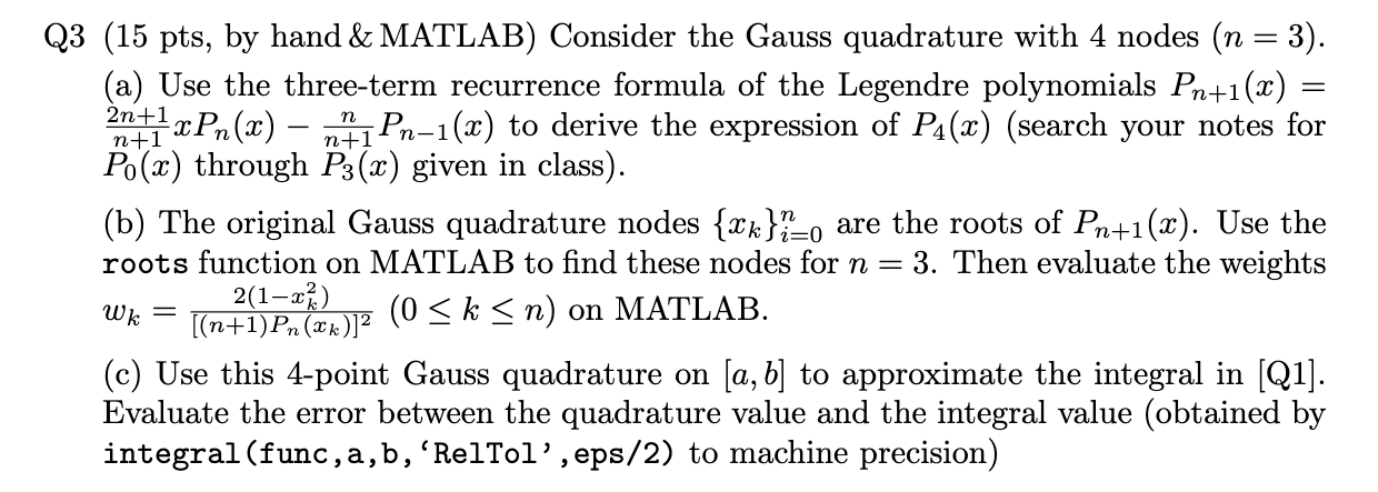 Solved Q3 (15 ﻿pts, ﻿by hand & MATLAB) ﻿Consider the Gauss | Chegg.com