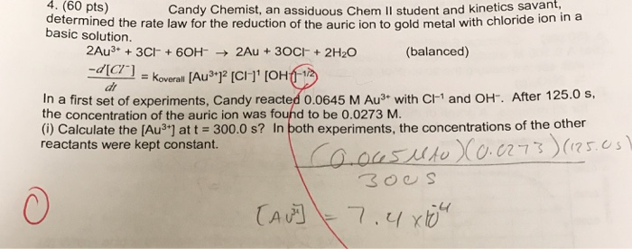 Solved 4. (60 pts) Candy Chemist, an assiduous Chem II | Chegg.com