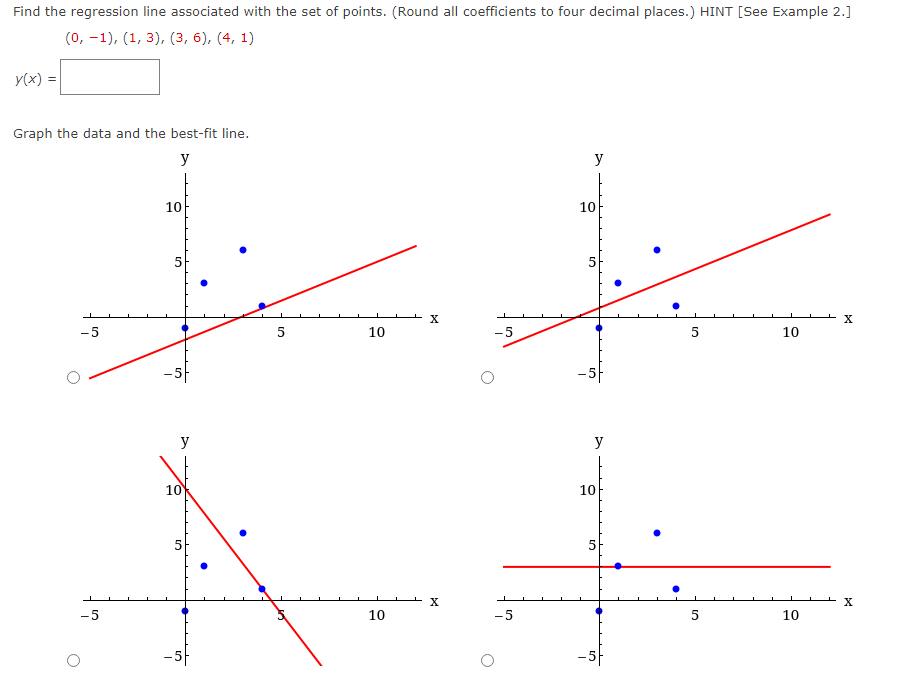 Solved Find the regression line associated with the set of | Chegg.com