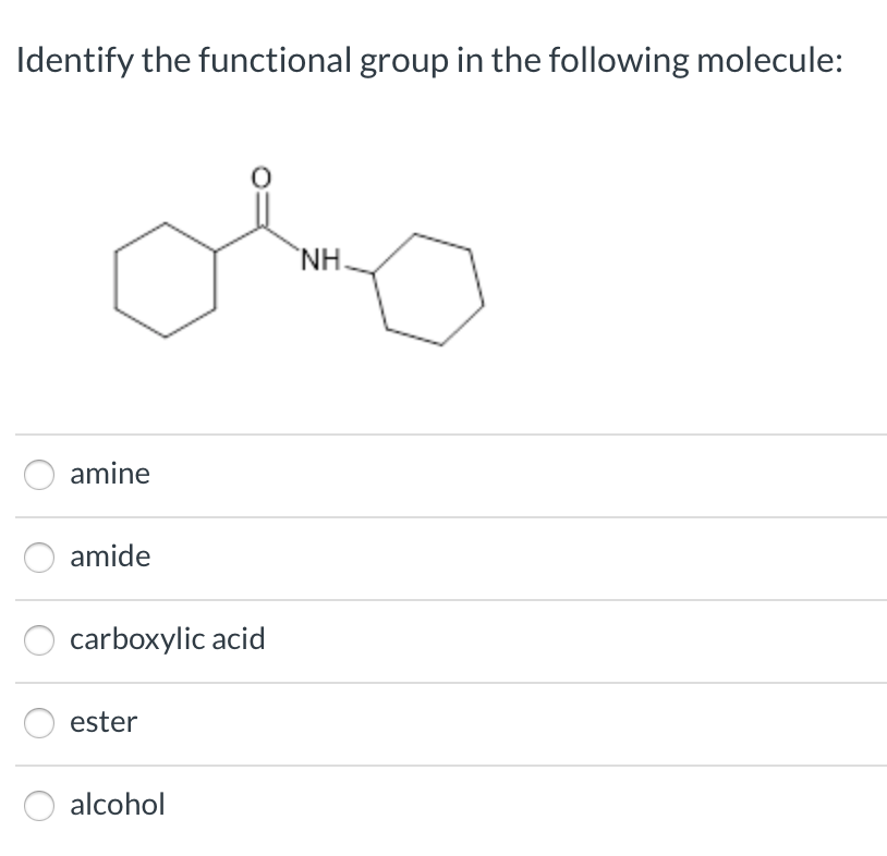 Solved Identify the functional group in the following | Chegg.com