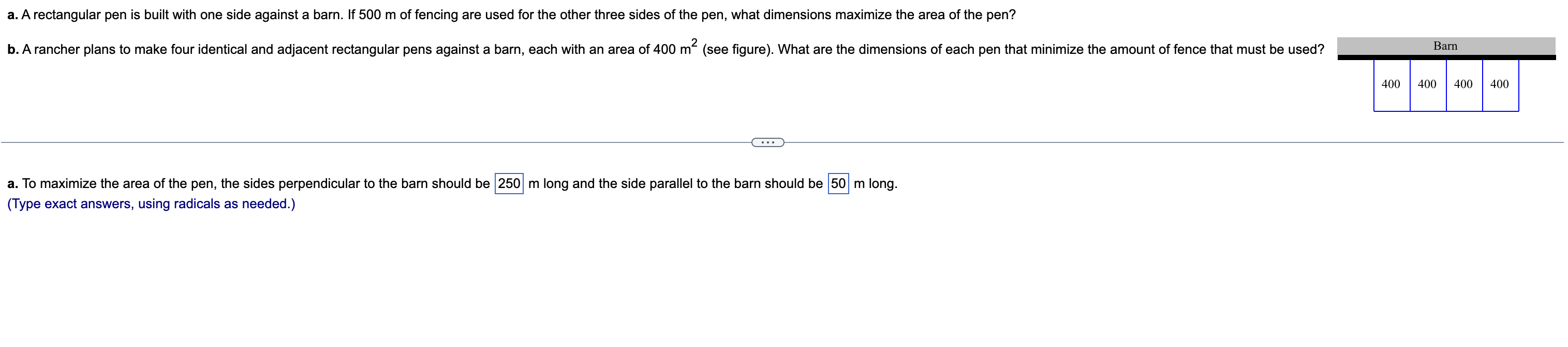 Solved a. A rectangular pen is built with one side against a | Chegg.com