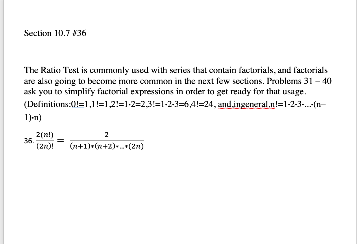Solved Section 10.7 #36 The Ratio Test is commonly used with | Chegg.com