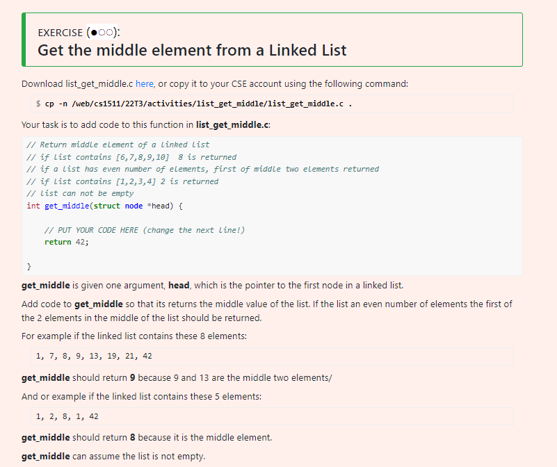 Solved Get the middle element from a Linked List Download | Chegg.com