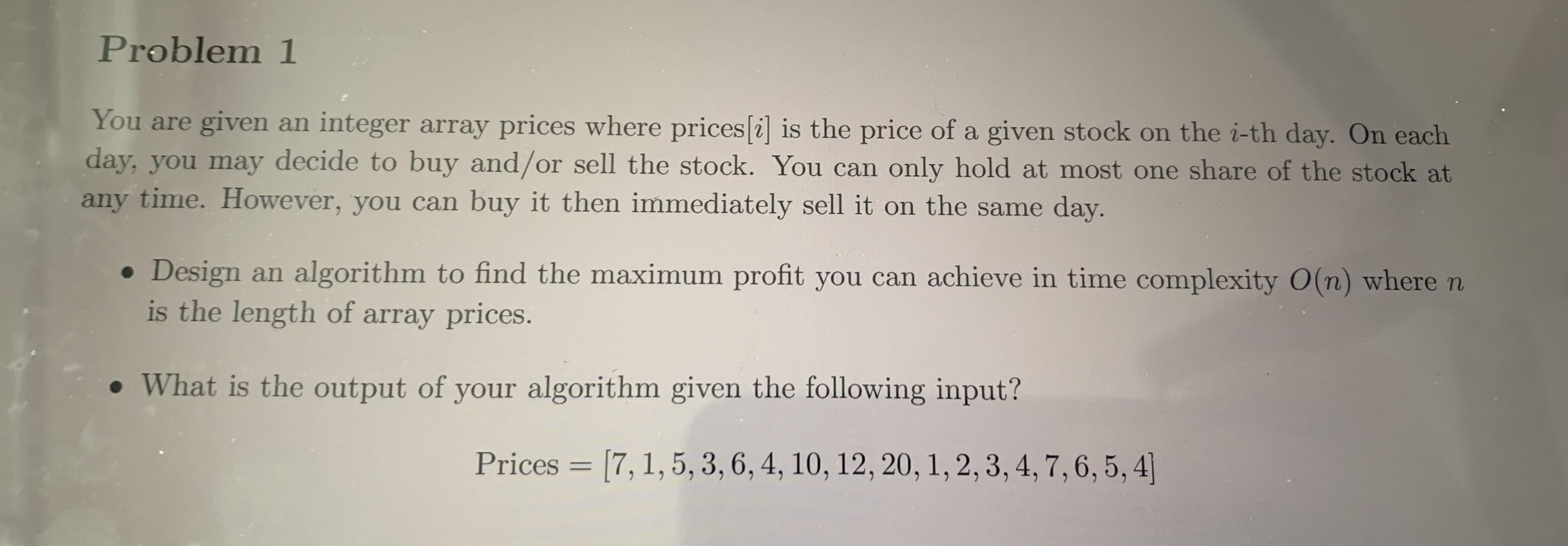 Solved Problem 1 You Are Given An Integer Array Prices Where 8517