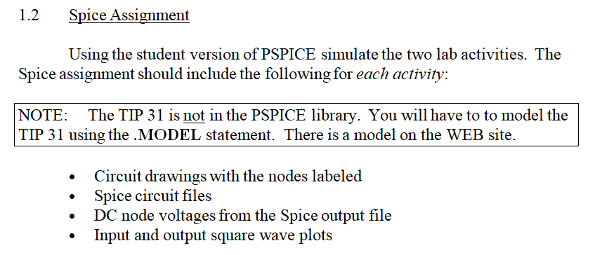 Solved 1.2 Spice Assignment Using the student version of | Chegg.com