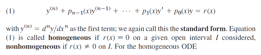 Solved (1) y(n)+pn−1(x)y(n−1)+⋯+p1(x)y′+p0(x)y=r(x) with | Chegg.com