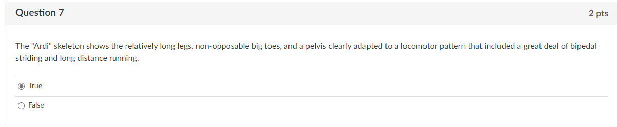 Solved TI The fossilized partial skeleton of Ardipithecus | Chegg.com
