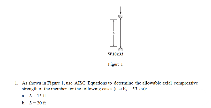 Solved 1. As shown in Figure 1, use AISC Equations to | Chegg.com