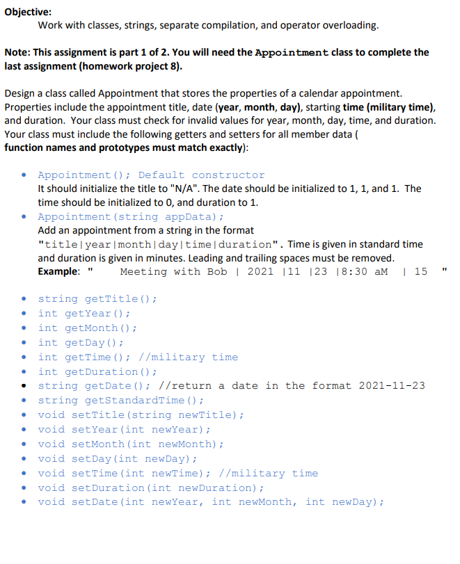 Solved Objective: Work with classes, strings, separate | Chegg.com