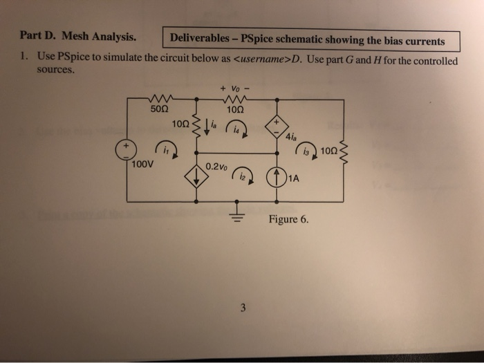 Solved Part D. Mesh Analysis. Deliverables - PSpice | Chegg.com