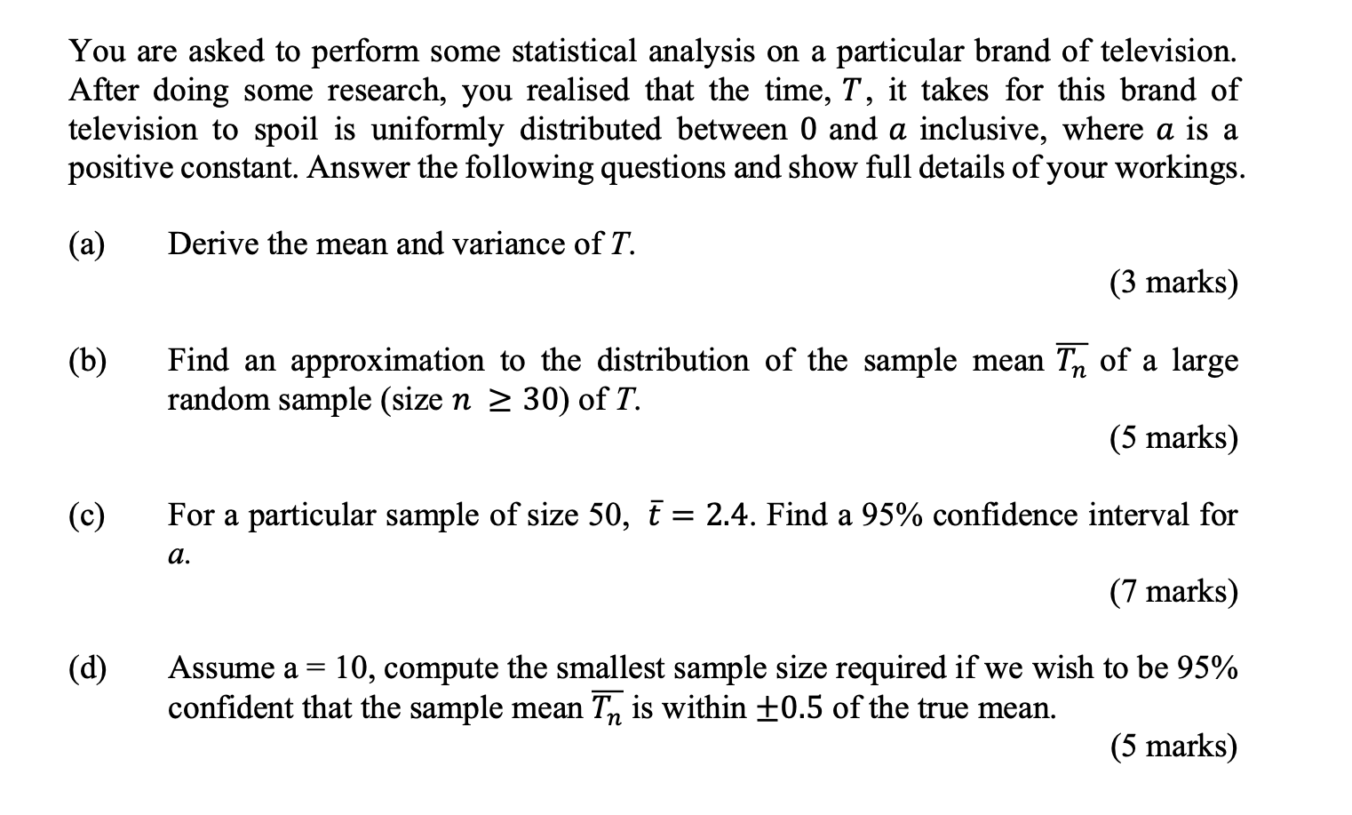 Solved You are asked to perform some statistical analysis on | Chegg.com
