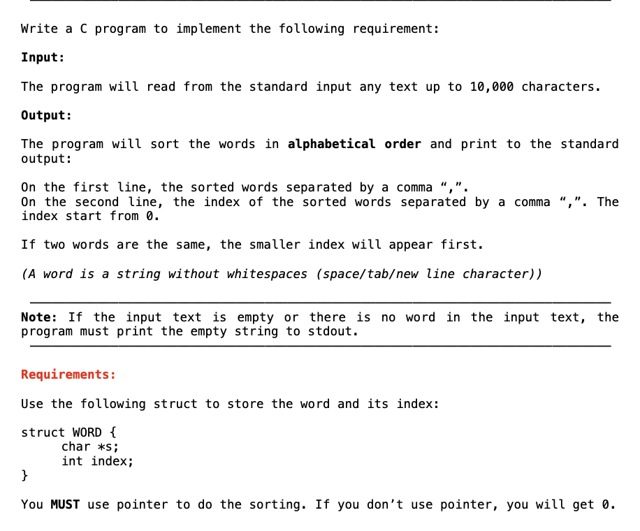 Solved Write a C program to implement the following | Chegg.com