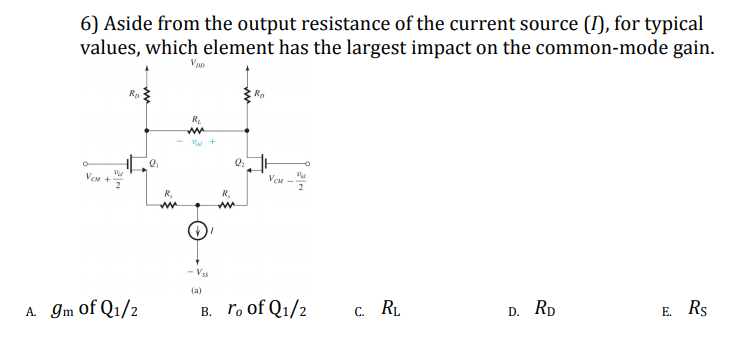Solved 6) Aside from the output resistance of the current | Chegg.com