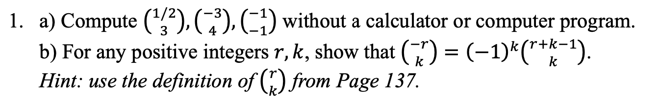 Solved 1. a) Compute (1/23),(−34),(−1−1) without a | Chegg.com