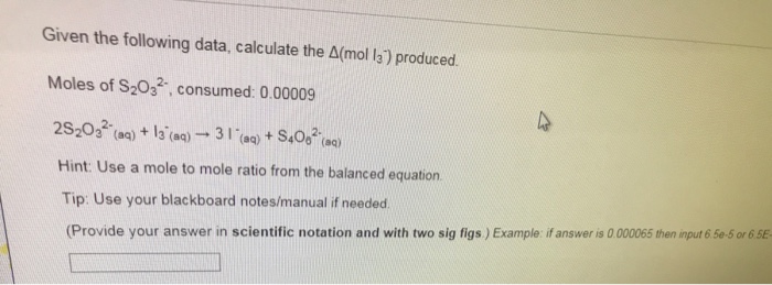 Solved Given the following data, calculate the Delta (mol | Chegg.com