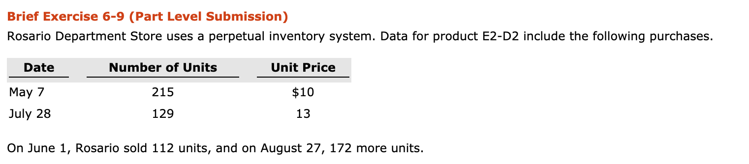 Solved Brief Exercise 6-9 (Part Level Submission) Rosario | Chegg.com