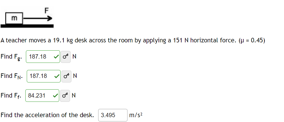 Solved A teacher moves a 19.1kg ﻿desk across the room by | Chegg.com