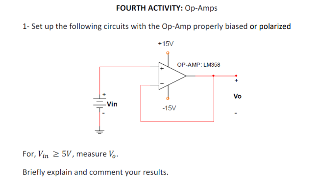 Solved 1- Set up the following circuits with the Op-Amp | Chegg.com