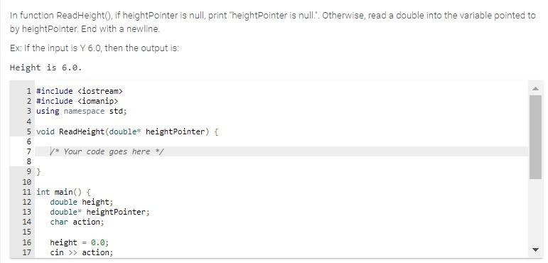 Solved In function ReadHeight(), if heightPointer is null, | Chegg.com