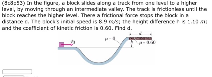 Solved (8c8p53) In the figure, a block slides along a track | Chegg.com