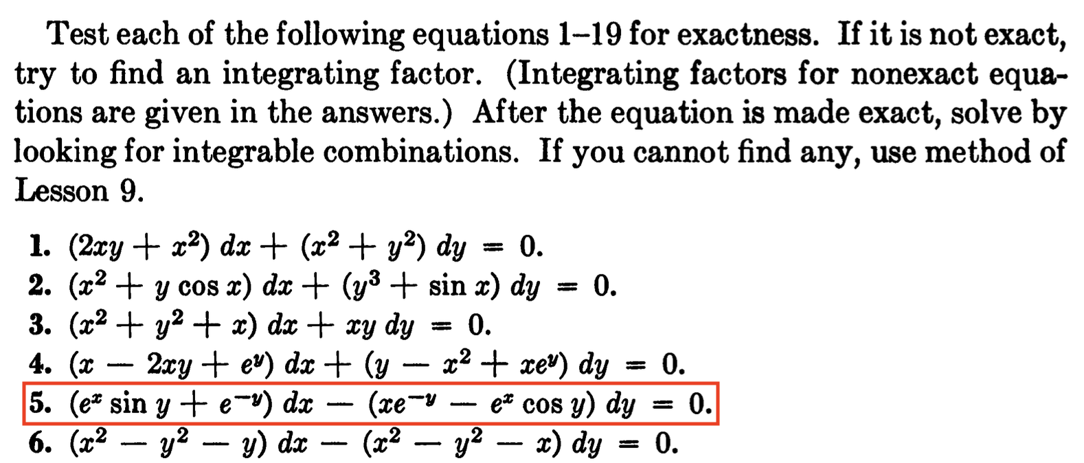 Solved Test each of the following equations1-19 for | Chegg.com
